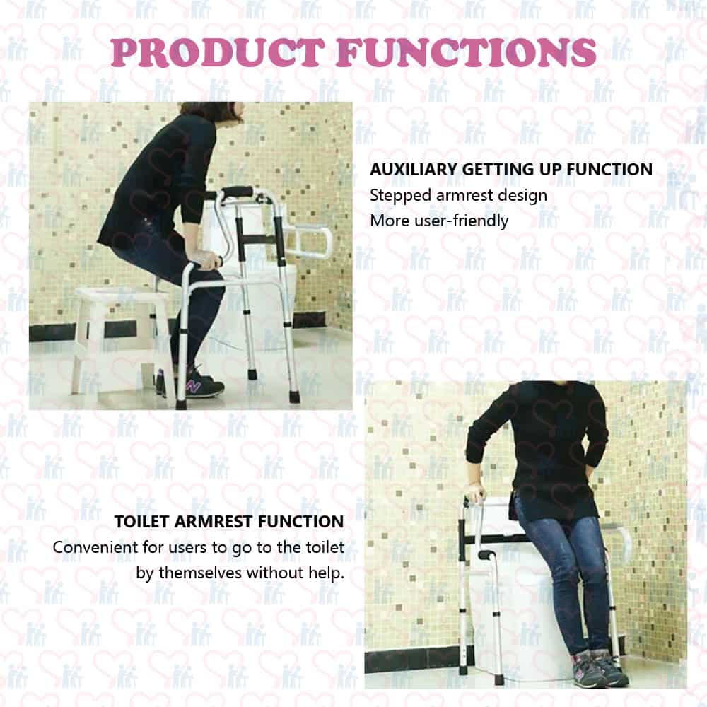 High Rise Adjustable Height Folding Walking Frame - SeniorCare ...