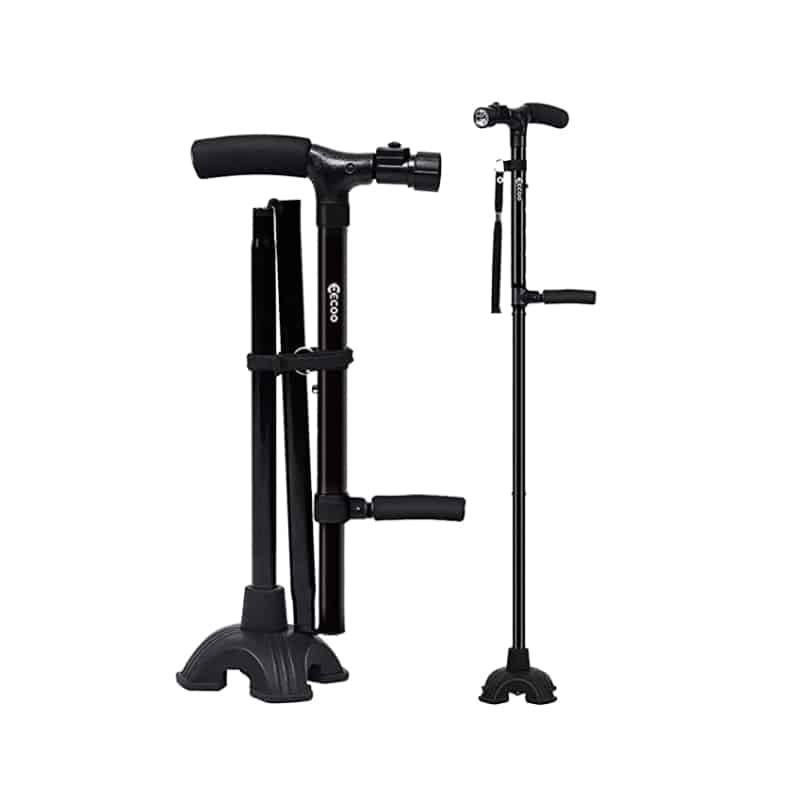 Foldable High Rise Walking Stick LED - With Extra Middle Handle Support ...
