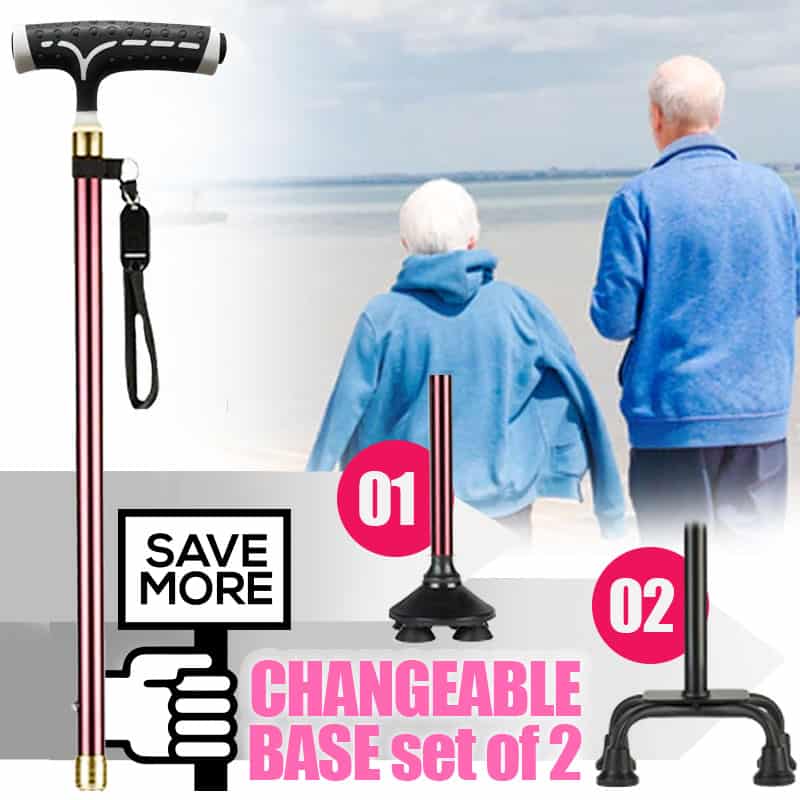 2 in 1 Walking Stick with Built-in LED - Replaceable Base - SeniorCare ...