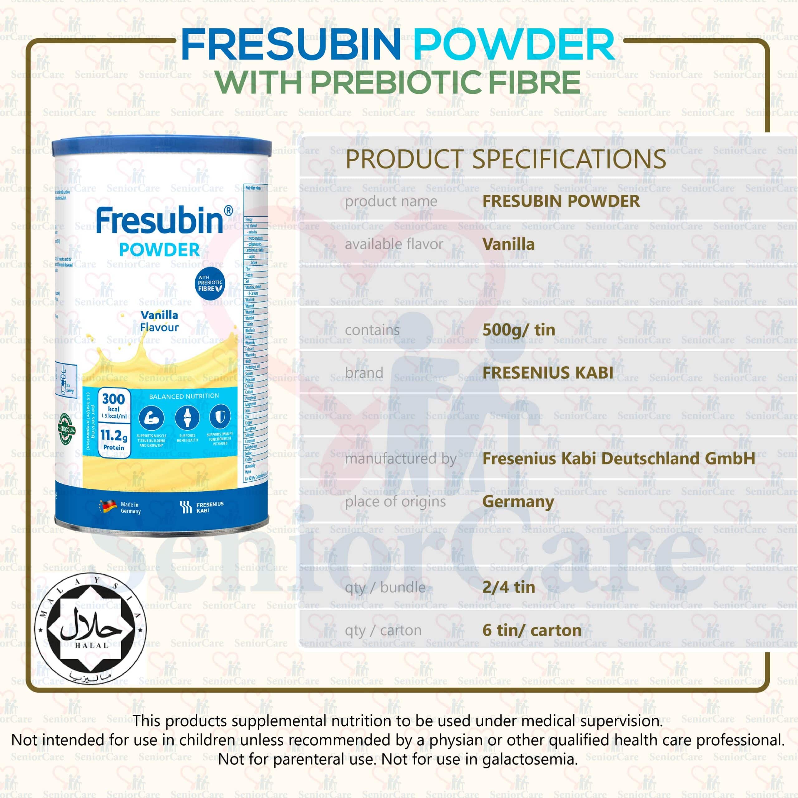 SeniorCare - Fresubin Powder Vanilla 500g by Fresenius-Kabi - PURCHASE NOW!